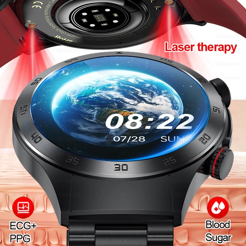 Jual 2024 New Noninvasive Blood Glucose Laser therapy Smart Watch Men ...