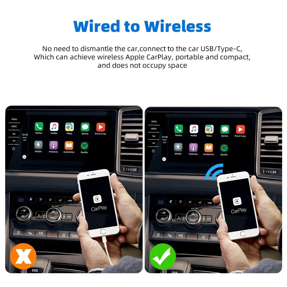 Jual EKIY Mini Car Play Box Wired To Wireless Carplay Android Auto ...