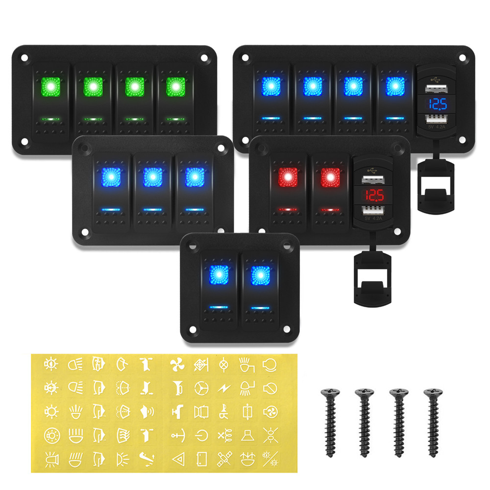 Jual 2 3 4 5 6 8 Gang Waterproof Marine Switch Panel 12V With 4.2A Dual ...
