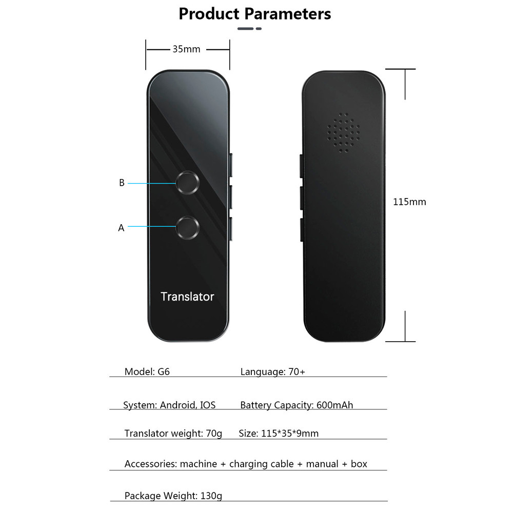 Jual Intelligent Language Translator Tempered Glass Shell BT 4.2 70 ...