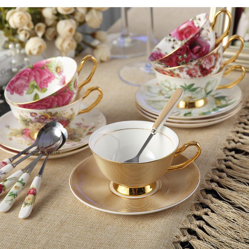 Jual British Vintage Rose Bone China Tea Cup Saucer Spoon Set 200ml ...