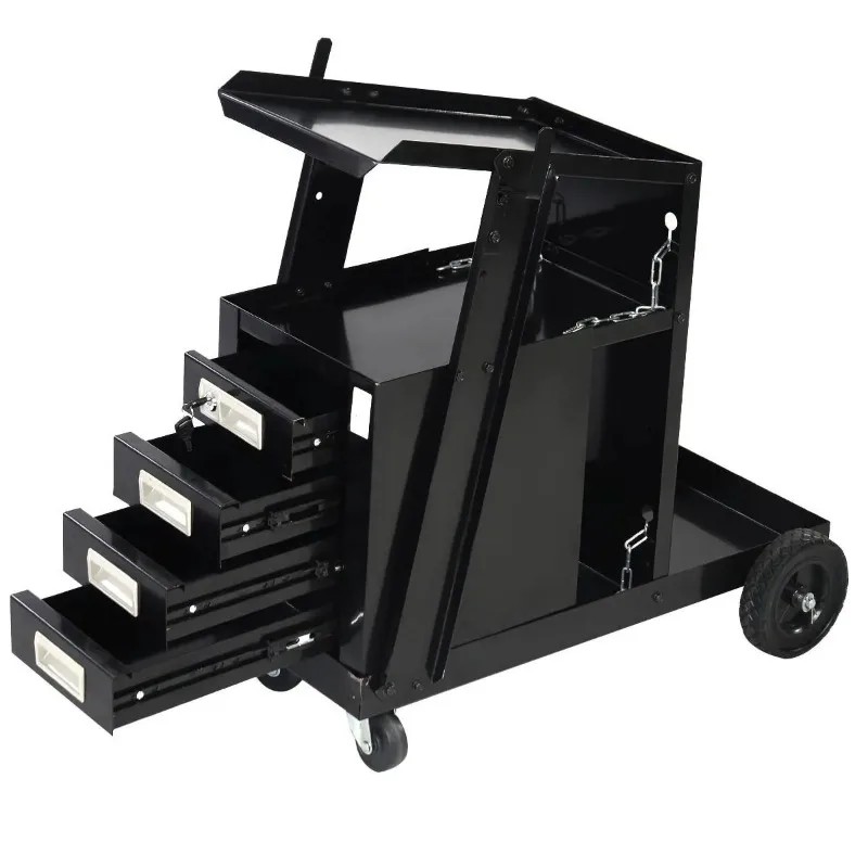Jual Professional Tool Box Black Iron 4 The Drawer Welder Rolling ...