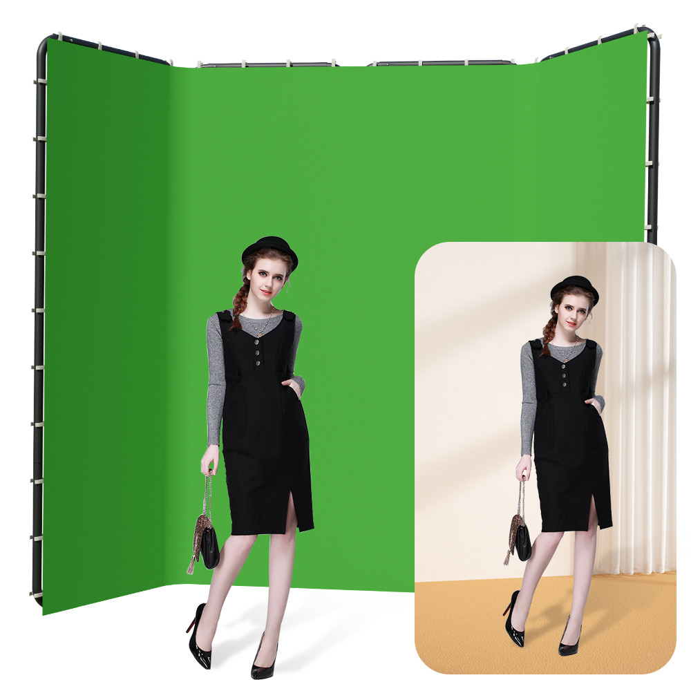 Jual SH 2.4x4M Background Stand Frame With Photography Green Screen ...