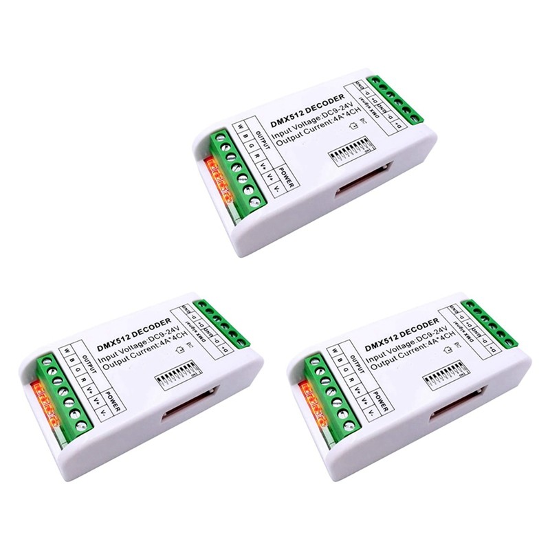 Jual 3X Mini 4 Channel DMX RGBW Decoder 16A RGB RGBW Strip Controller ...