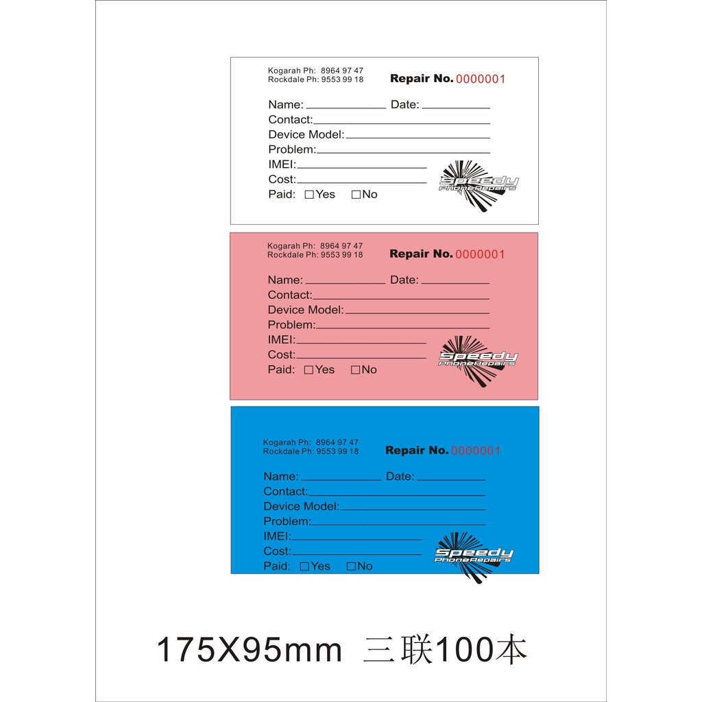 Jual Custom print 100pcs 95X175mm 3 parts carbonless paer invoice books ...