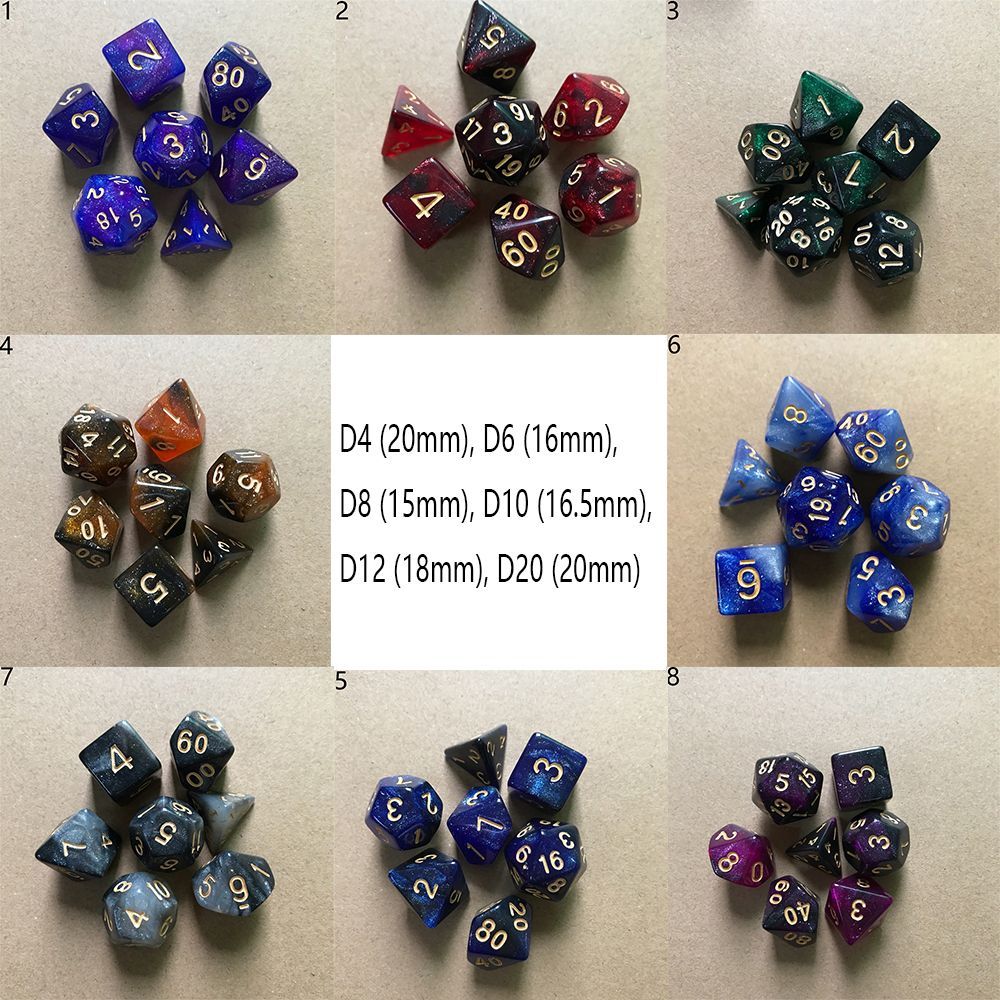 Jual Multi-Sided Starry Sky Dice Set Game Dice For TRPG DND Accessories Polyhedral Dice For ...
