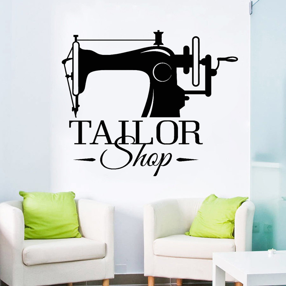 Jual Tailor Shop Sign Wall Sticker Sewing Fashion Design Seamstress ...