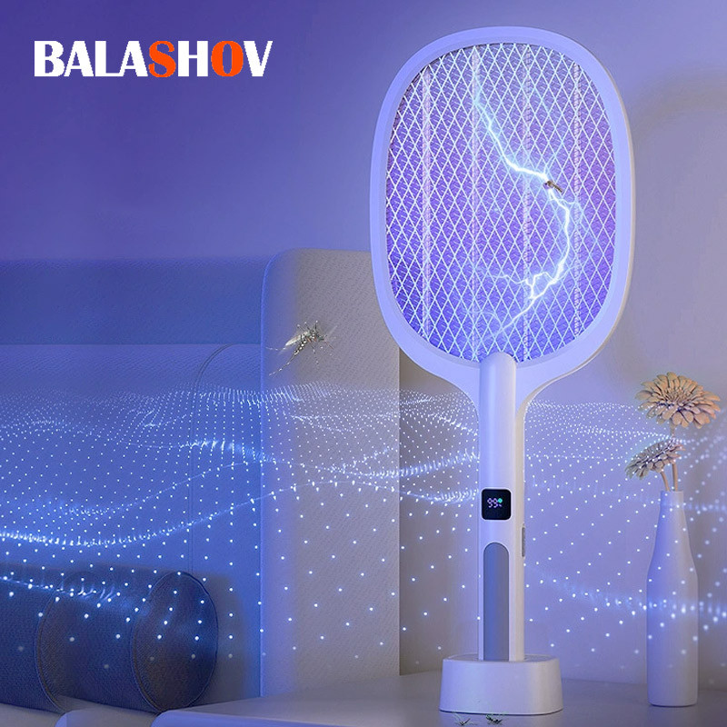 Jual Electric Fly Swatter Handheld Fly Killer And Mosquito Trap Lamp ...