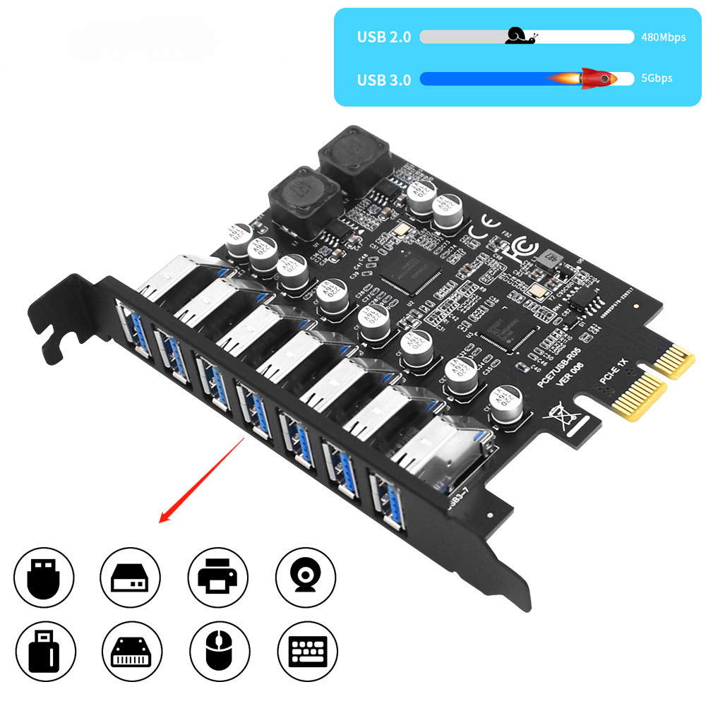 Jual PROMO USB 3.2 Gen1 PCI Express Multiplier PCI E to 7 ports USB 3 ...