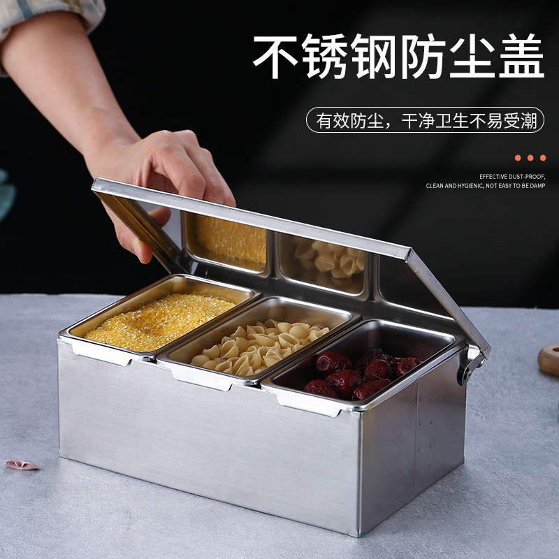 Jual Stainless Steel 2/3/4/5/6 Section Ingredients Box Salt Sugar ...