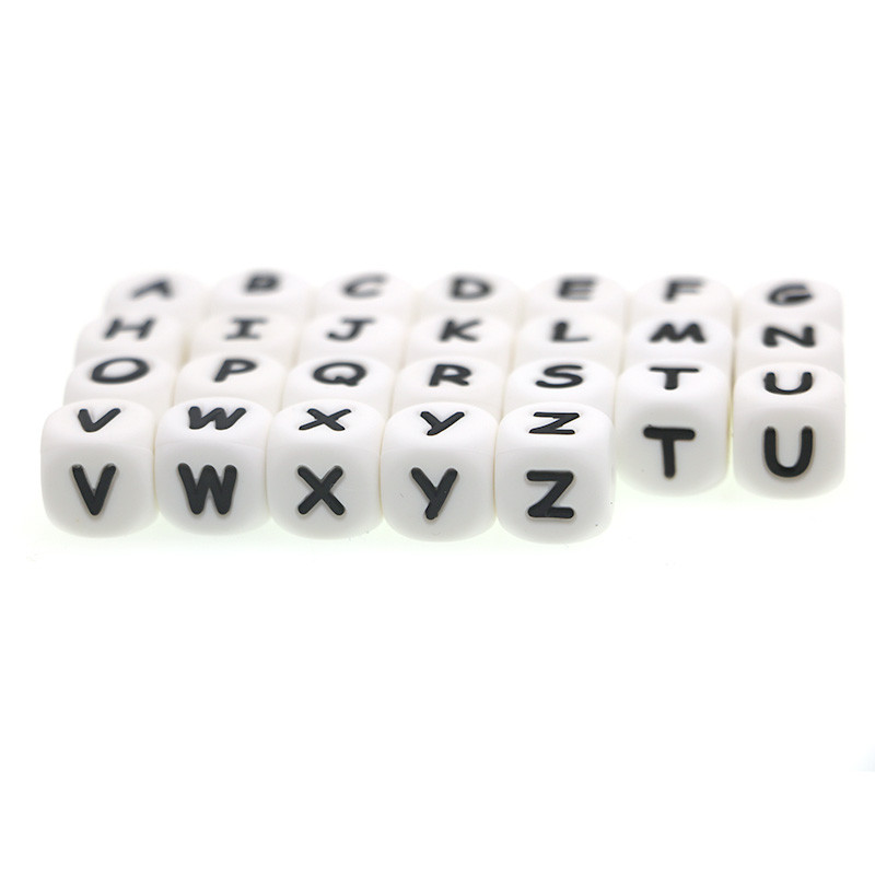 Jual Sunrony 10Pcs 12MM English Alphabet Silicone Beads Used For Baby ...