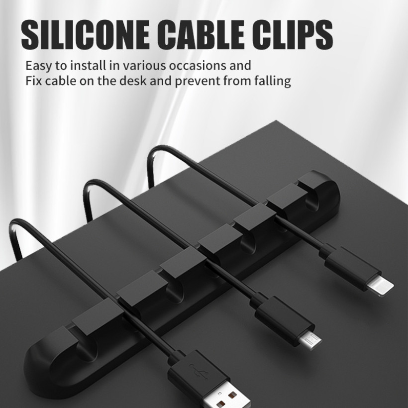 Jual Cable Organizer Management Wire Holder Flexible USB Cable Winder ...