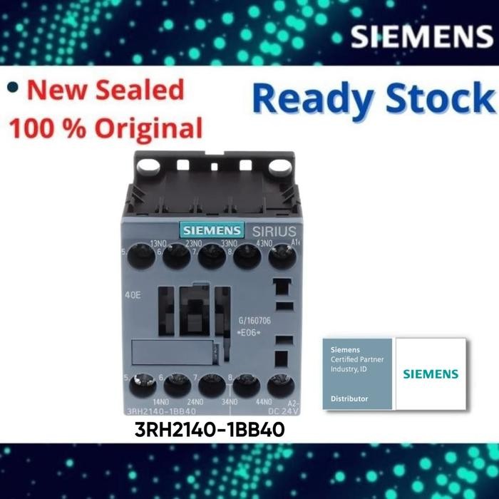 Jual SIEMENS 3RH2140-1BB40 Contactor Relay, 4 NO, 24 V DC, Size S00 ...