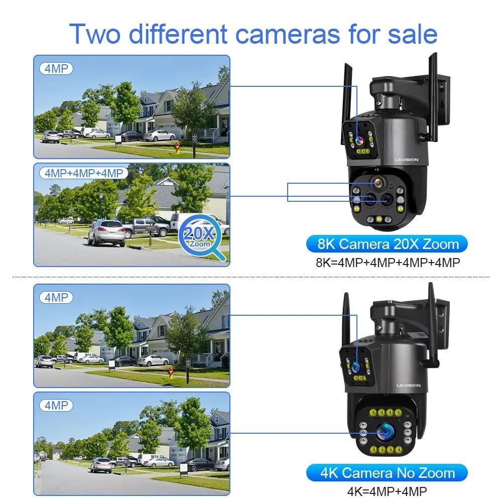 Jual LS VISION 8K WiFi Security Camera 20x Zoom Outdoor 4K Four Lens ...