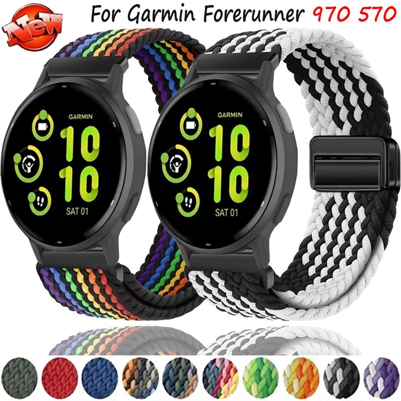 Jual 22/20Mm Nylon Braided Strap For Garmin Forerunner 570 970 55 965 ...