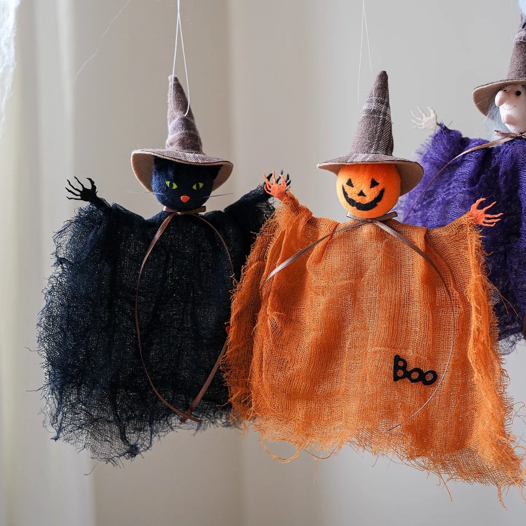 Jual Halloween Hanging Ghost Doll Pumpkin Boo Witch Cats Haunted House ...
