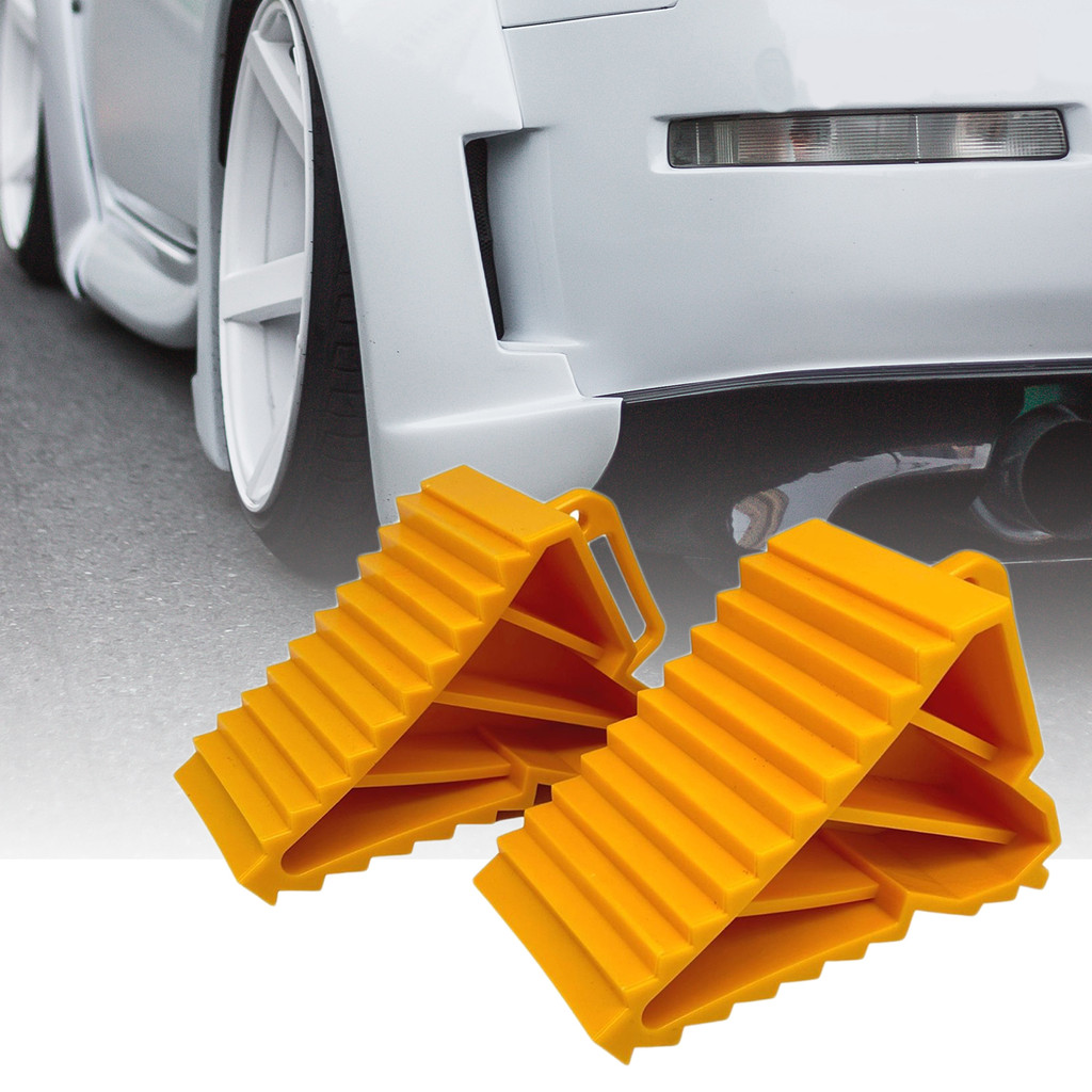 Jual 2 Pieces Wheel Chock with Handles Rubber Wheel Chocks Stop Block ...
