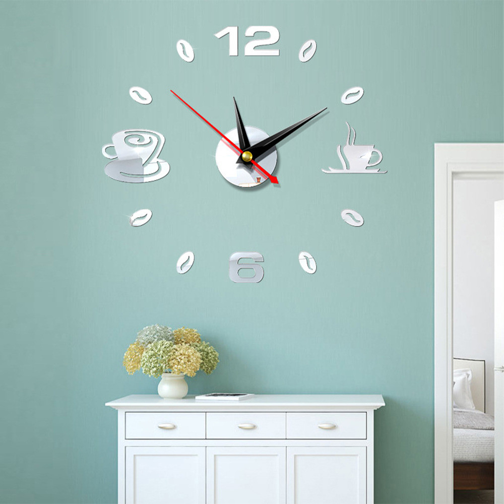 Jual 3D Wall Clock Acrylic Frameless Wall Clocks DIY Digital Clock Wall ...