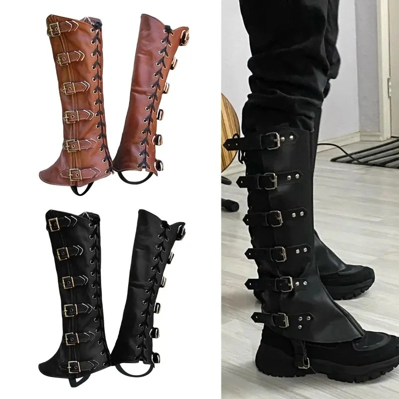 Jual Pu Leg Guard Shoe Steam Warrior Medieval Gothic Shoe Cover For ...