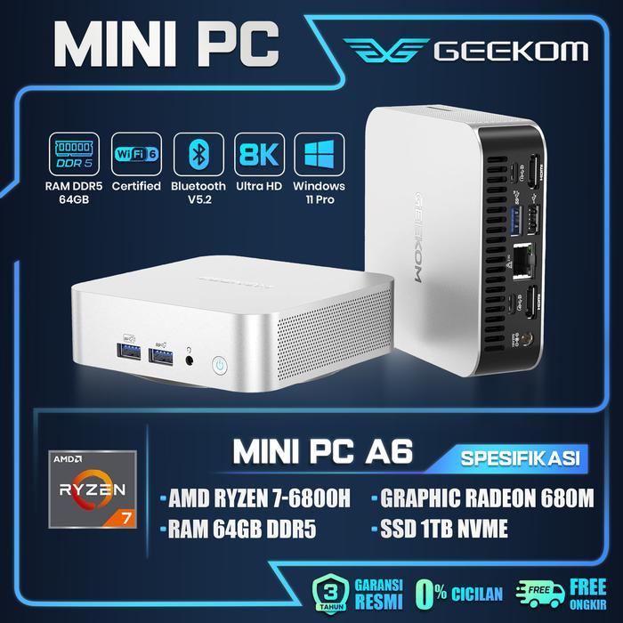 Jual Mini Pc Gaming Geekom A6 Amd Ryzen 7-6800H Radeon 680M Graphics ...