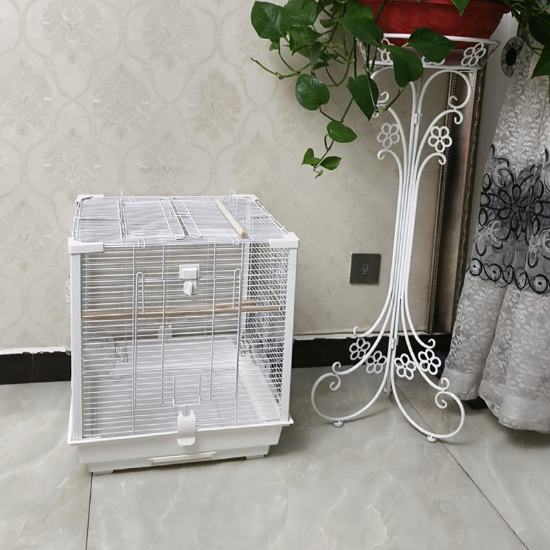 Jual Nordic Square Aluminum Bird Cages Creative Column Parrot Cage Home ...