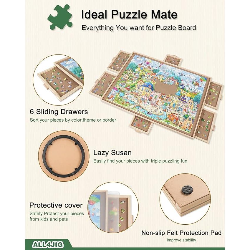 Jual ALL4JIG 1500 Pieces Rotating Puzzle Board Portable Wooden Jigsaw ...