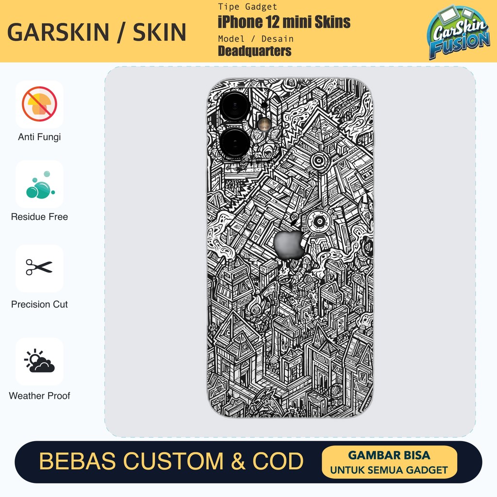 Jual Skin Vinyl iPhone 12 mini Deadquarters Anti Scratch Protector Case ...