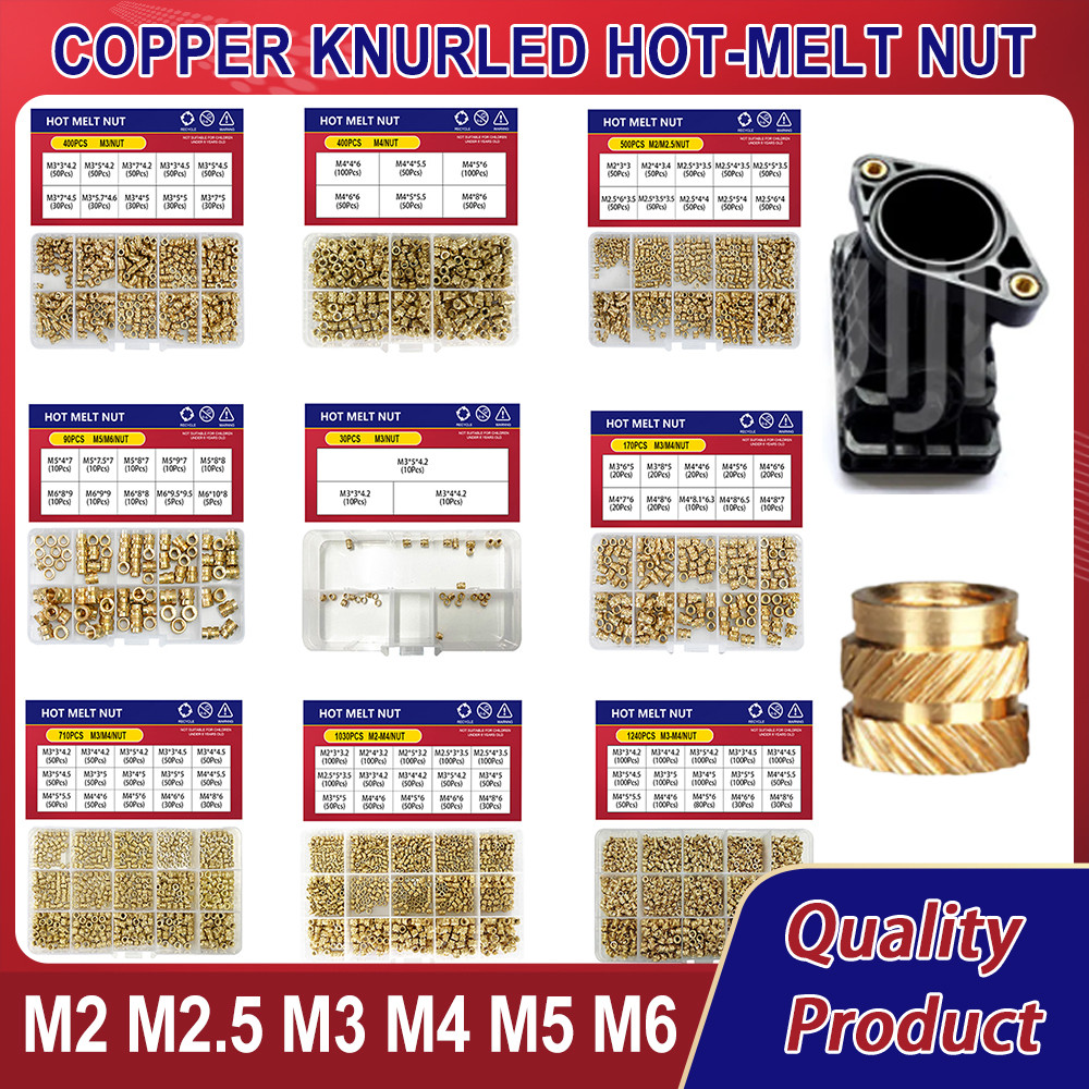 Jual Inserts M3 M6 Brass Heat Set Insert Nut Threaded Hot Melt Knurled ...