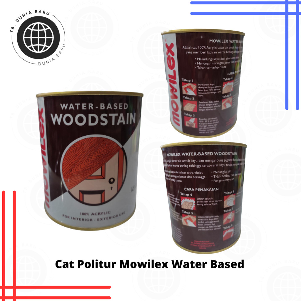 Jual Cat Politur Plitur Kayu Mowilex Woodstain Air / Water Based 1 KG ...