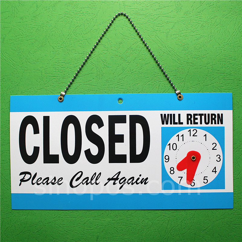 Jual Reversible Open Closed Sign With Will Return Clock, store office ...