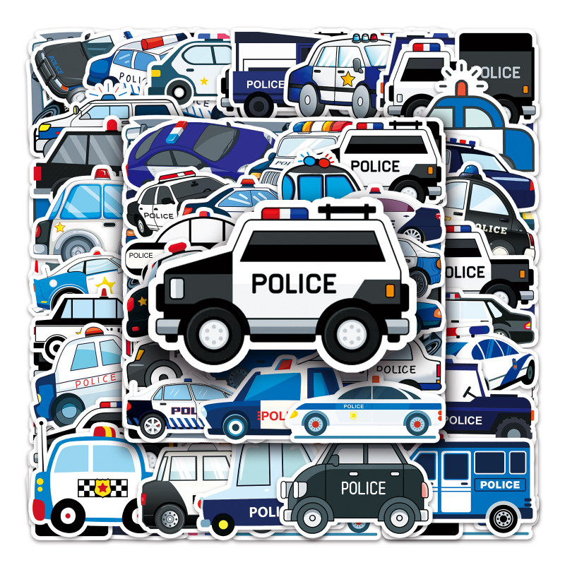 Jual 10/25/50pcs Cartoon Police Car Stickers Graffiti for Kids Toy DIY ...