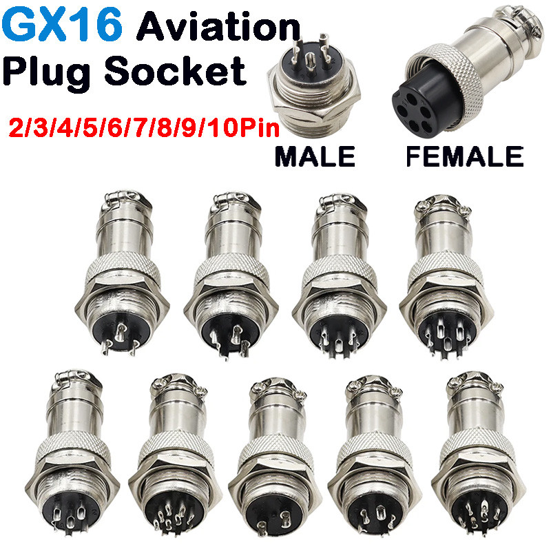 Jual 5Pcs Gx16 2/3/4/5/6/7/8/9/10 Pin Male & Female 16Mm Metal Circular ...