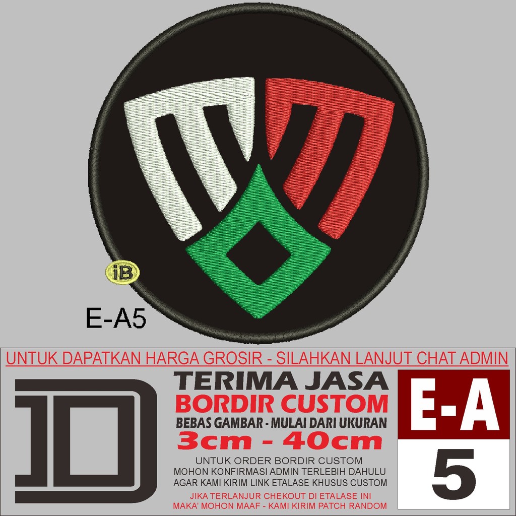 Jual LOGO PATCH BORDIR EMBLEM BB-EA5 SYMBOL BADGE MERAH PUTIH HIJAU ...