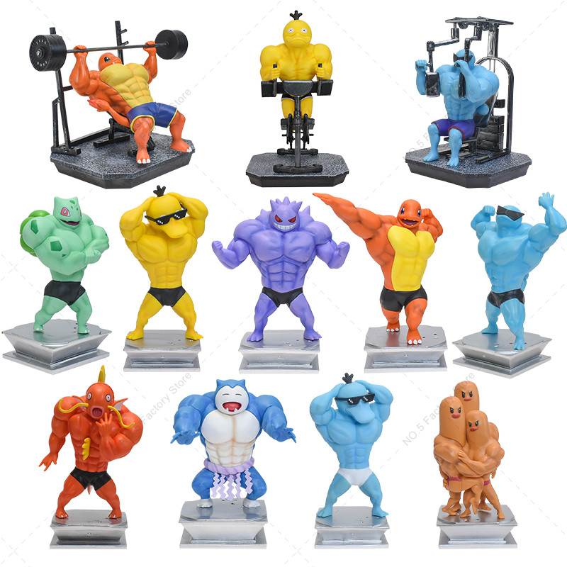 Jual Anime Pokemon Fitness Muscle Man Action Figure Gengar Charmander ...