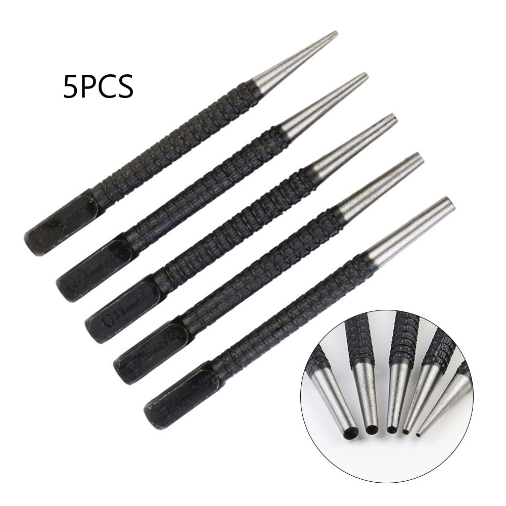 Jual 5pc Nail Punch Set Knurled Body Square Punch Length 100mm Punching ...