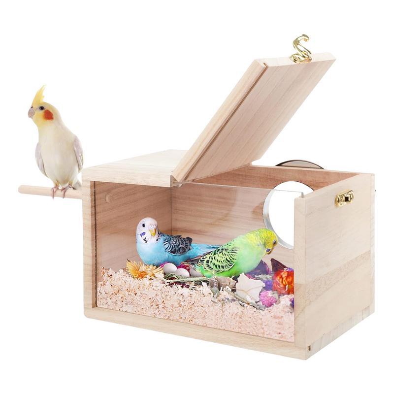 Jual Acrylic Window Wooden Bird House Transparent Parrot Nesting Box ...