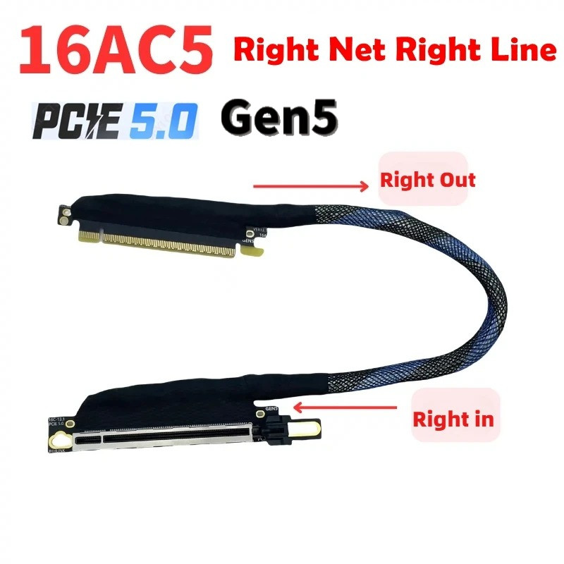 Jual PCI E 5.0 X16 GRAPHICS CARD GPU SOFT EXTENSION CABLE SILVER-PLATED PCI-E 5.0 X16 GEN5 64GT ...