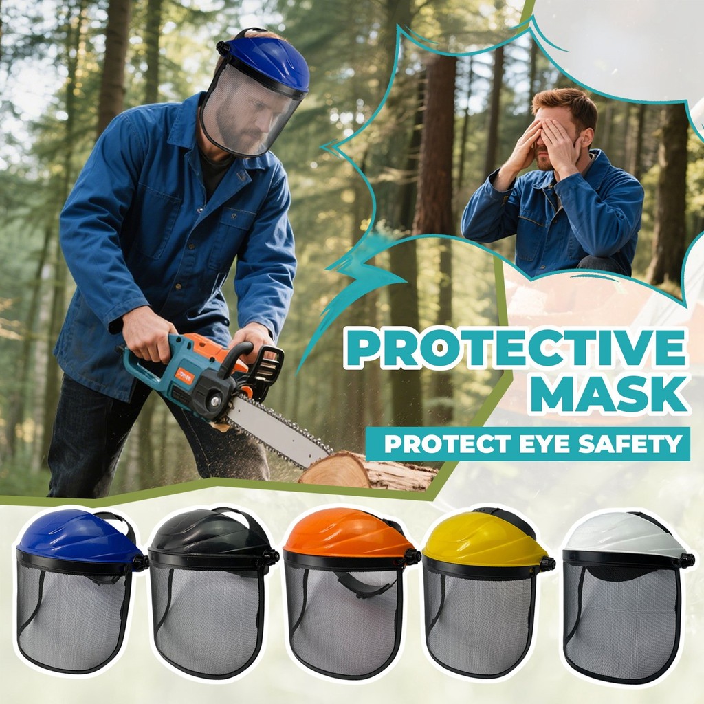 Jual Net Head Wear Logging Brush Cutter With Hard Hat Faces Protect ...
