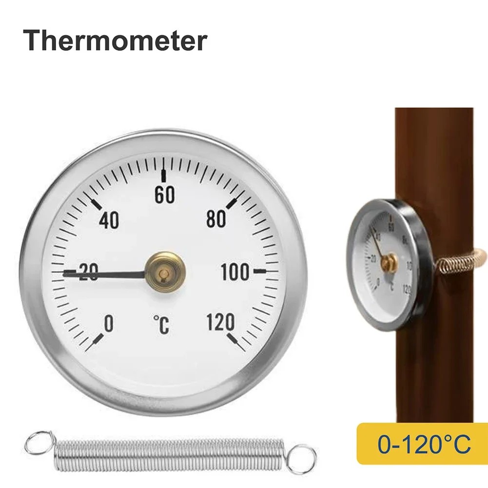 Jual Thermometer 0-120C Hot Water Pipe Stainless Steel Clamp-On Tube ...