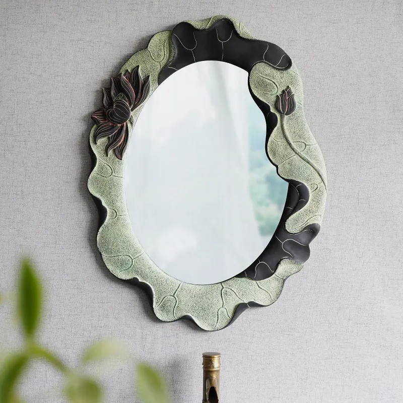 Jual Retro Oval Decorative Mirrors Asymmetrical Wall Adhesive Toilet ...