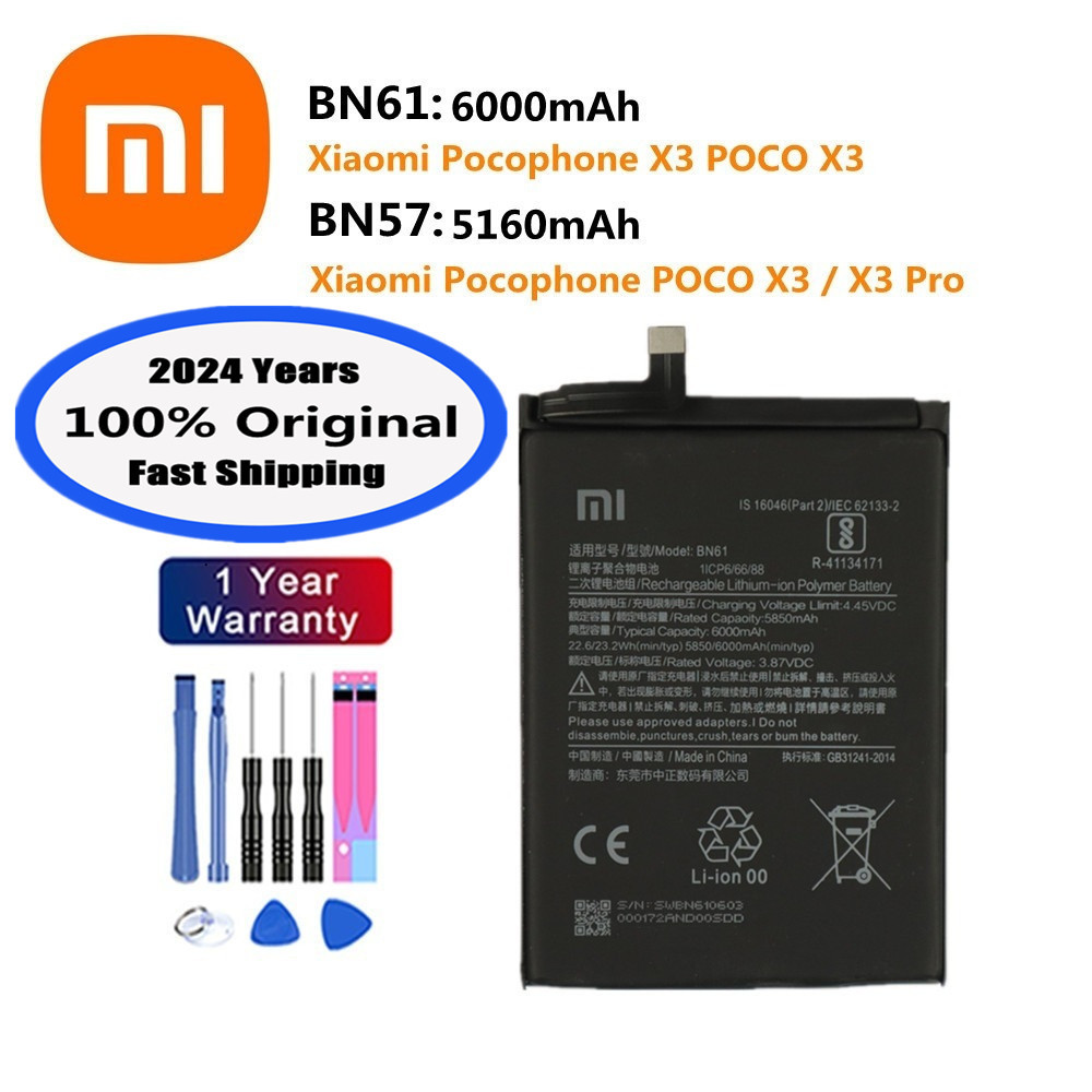 Jual 2024 Years BN61 BN57 Original Battery For Xiaomi Pocophone POCO X3 ...