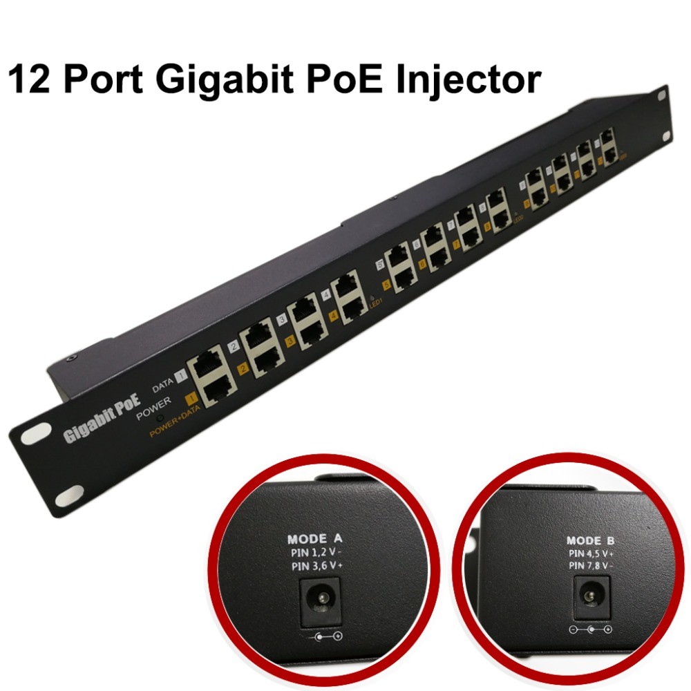 Jual PROMO TERBATAS! 12 Port Gigabit POE Injector 1000Mbps Ethernet ...