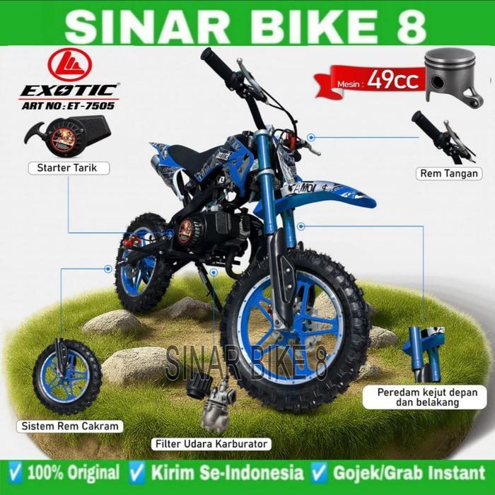 Jual Motor Trail Mini Anak EXOTIC ET 7505 Motor Trill Motor Cross 49 CC ...