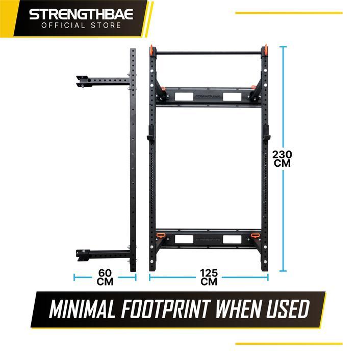 Jual Folding Squat Rack STRENGTHBAE Foldable Power Rack Wall Mount Rig ...
