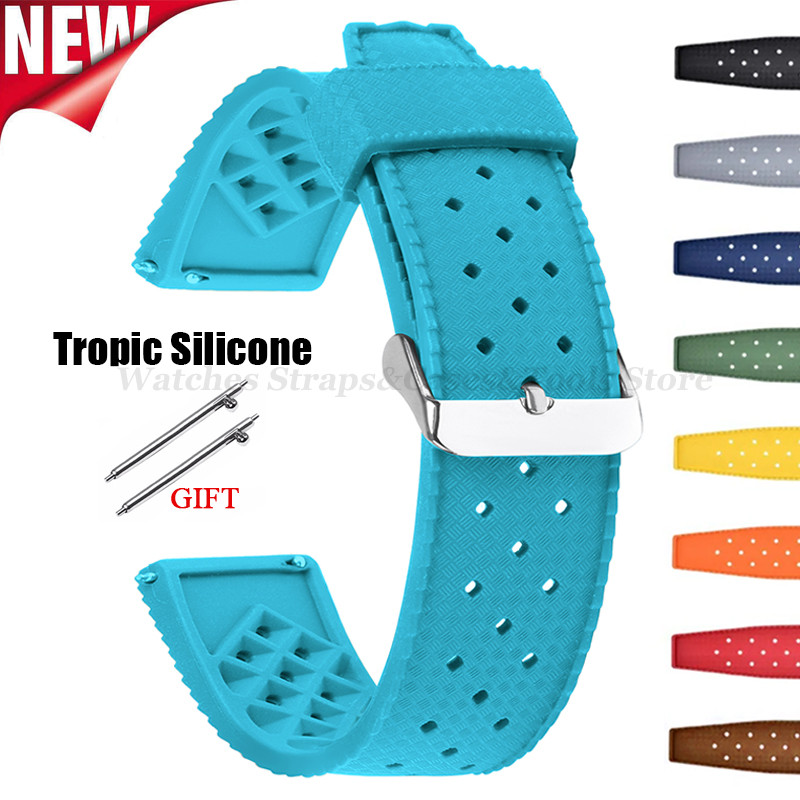 Jual Premium Grade Tropic Silicone Watch Strap 20Mm 22Mm For Seiko For ...