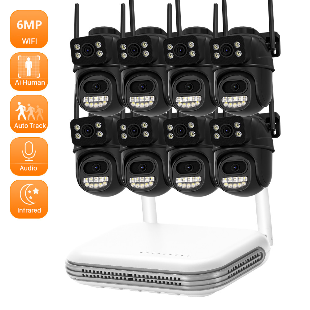 Jual Wireless CCTV System WiFi Camera Kit 6MP PTZ IP Cameras With Dual ...