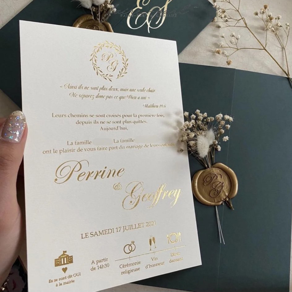 Jual Custom Gold Foil Wedding Invitation Personalized Menu Thank You ...