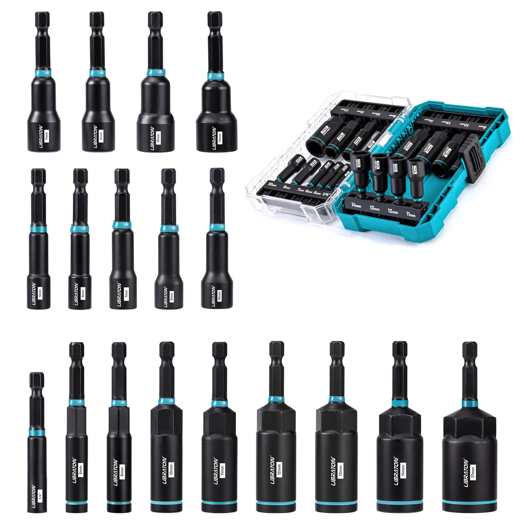 Jual 18PC Magnetic Nut Driver Set Impact Nut Driver Set 1/4" Hex Shank ...