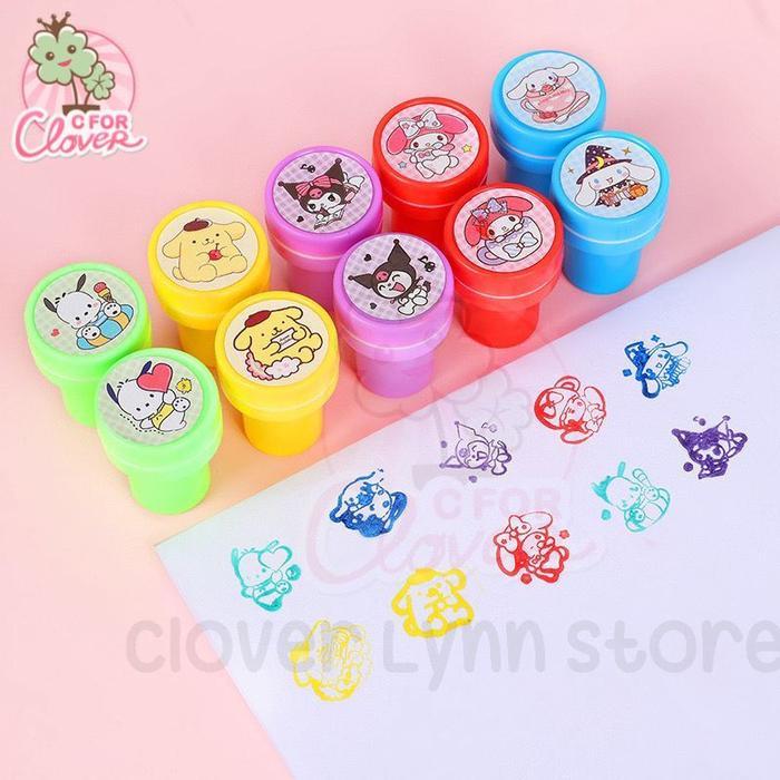 Jual CUTE CHARACTER STAMP ISI 10 PCS cap sekolah karakter tangan anak ...