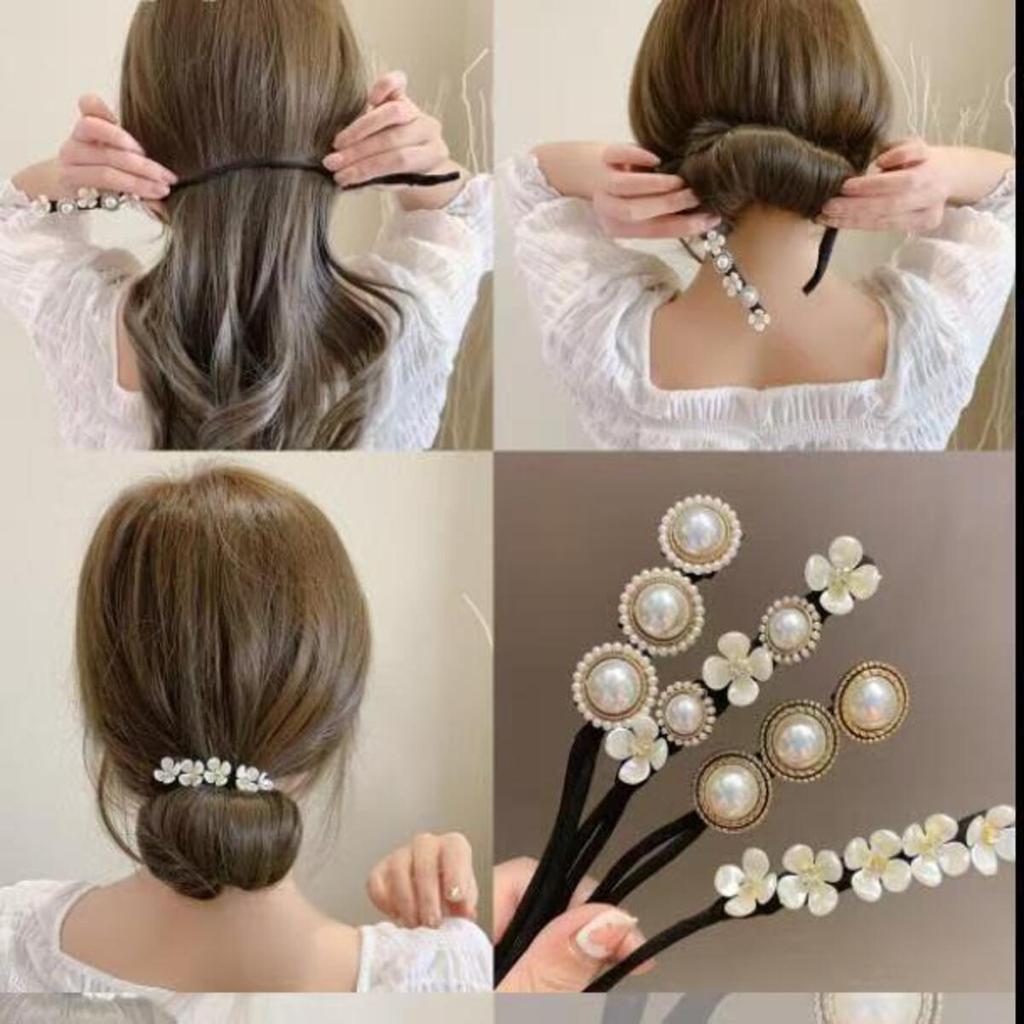 Jual Floral Crystal Hair Women'S Easy Donut Updo Hair Stick Diy ...